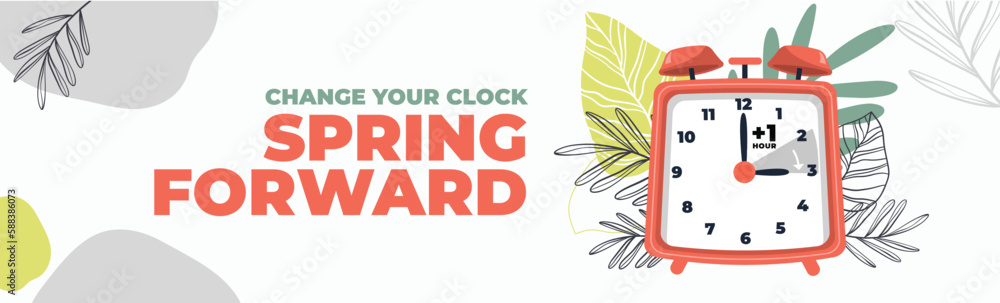 Change Your Clock Spring Forward, save daylight Stock Vector | Adobe Stock