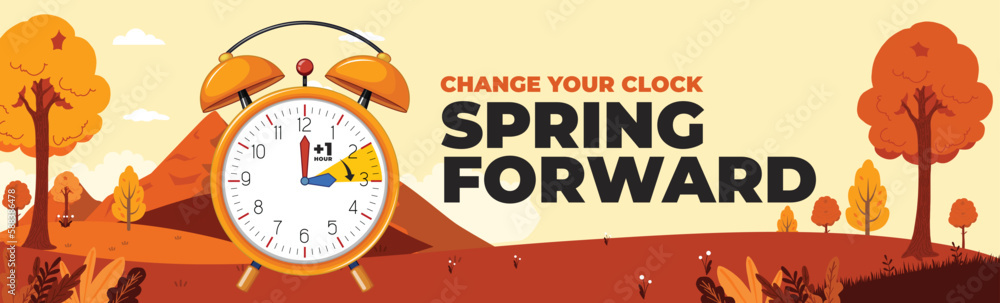 Change Your Clock Spring Forward, save daylight Stock Vector | Adobe Stock