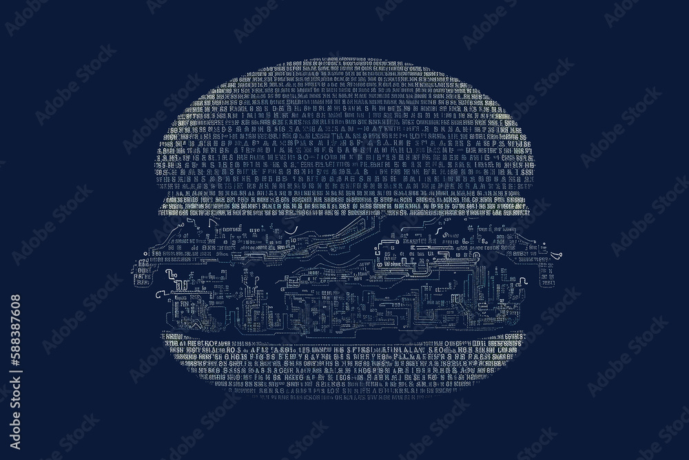 ASCII Art style Illustration of an hamburger over blue background ...