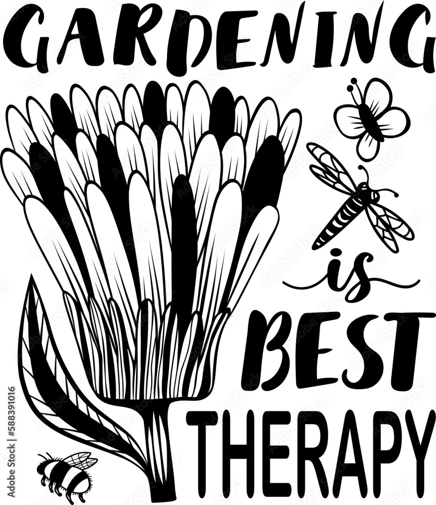 Garden Inspiration Motivation Quotes vector svg template. Black and ...