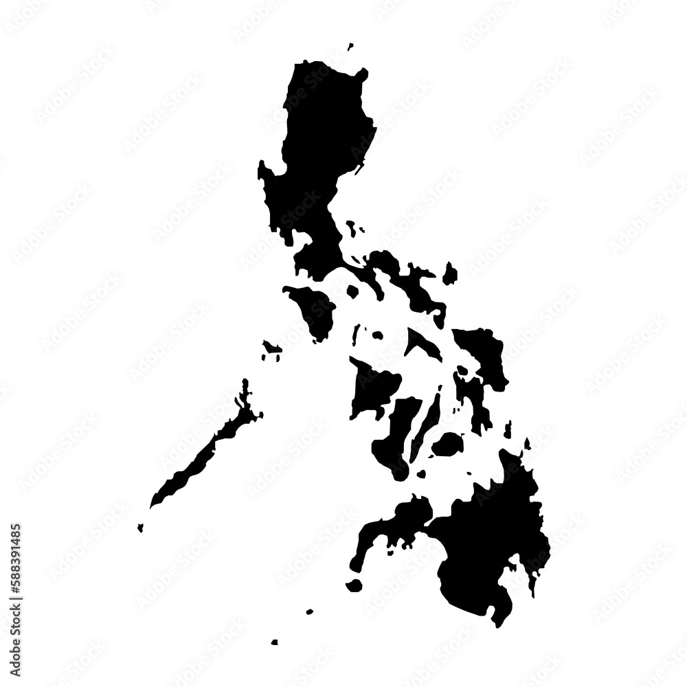 Vector Illustration of the Black Map of Philippine Islands on White ...