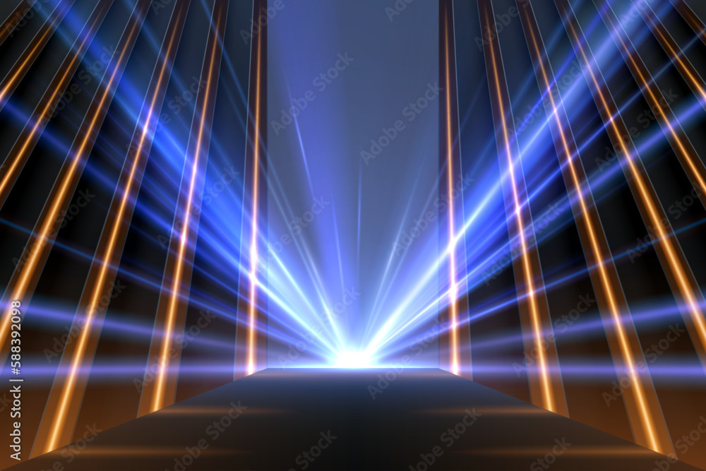 Abstract blue and yellow light rays background Stock Vector | Adobe Stock