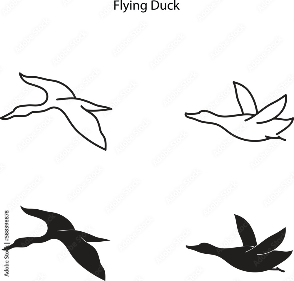 Flying Duck Outline