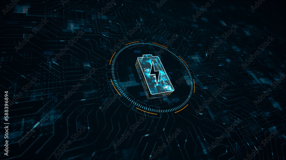 Motion graphic of Blue digital battery logo electrical power concept ...