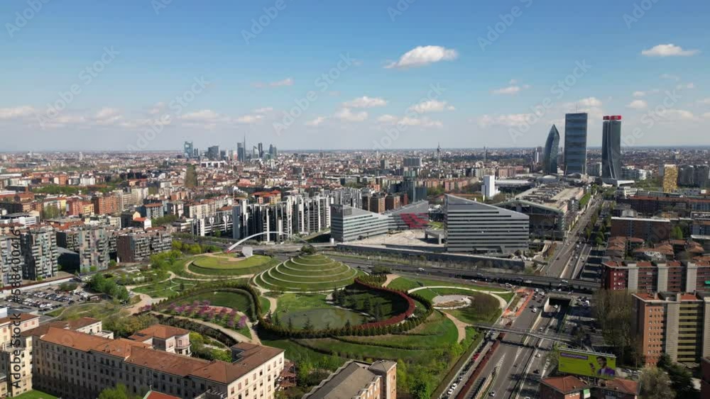 Italy , Milan 2023 - drone aerial view from Montagnetta di San Siro of ...