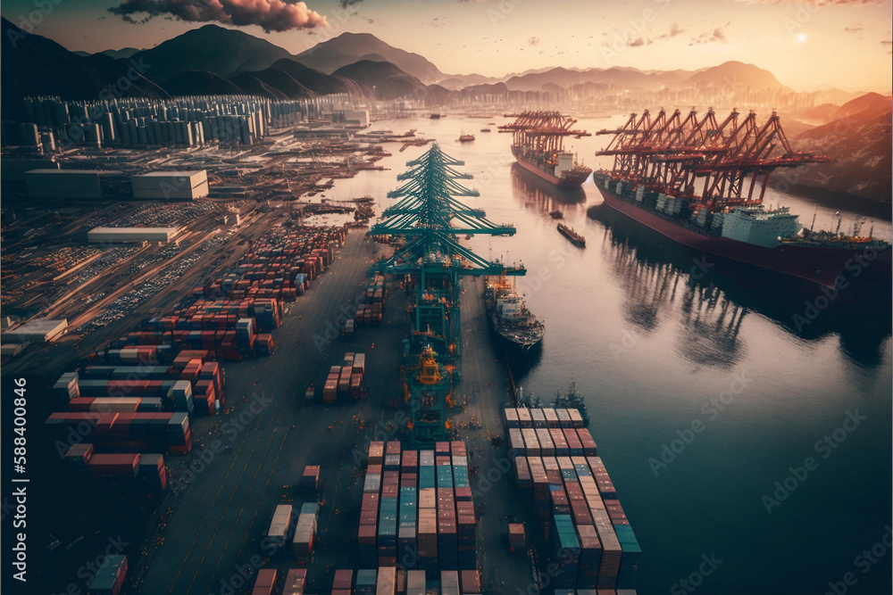 Storage of containers in logistics port terminal for export with multi ...