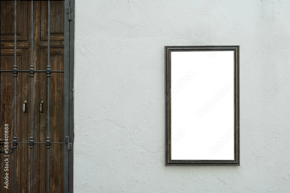 Poster Blank white vertical store shop signage sign design mockup ...