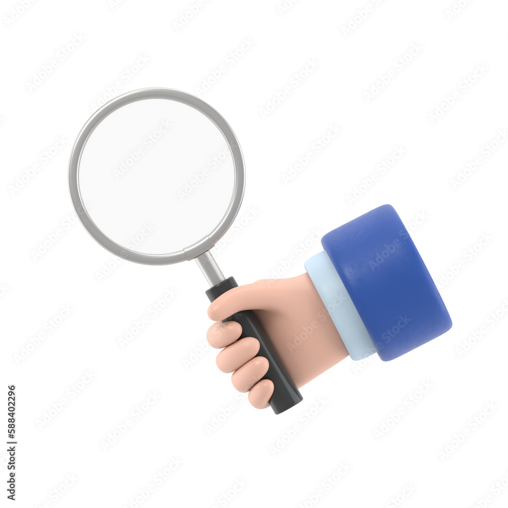 Transparent Backgrounds Mock-up.Businessman hand holding a magnifying ...