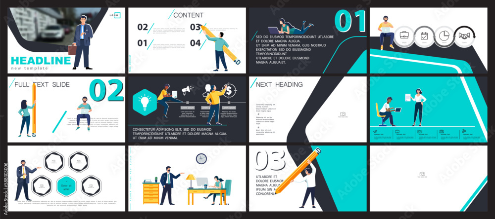 Infographics. Business team plans business presentation, financial ...