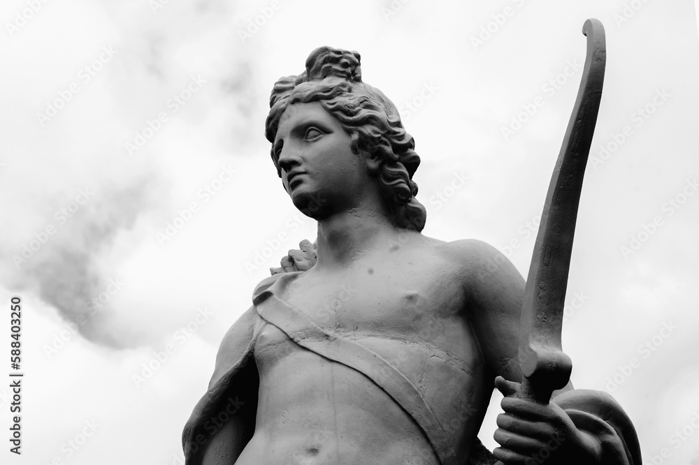 The ancient statue of god of light, music and harmony Apollo. He is the ...