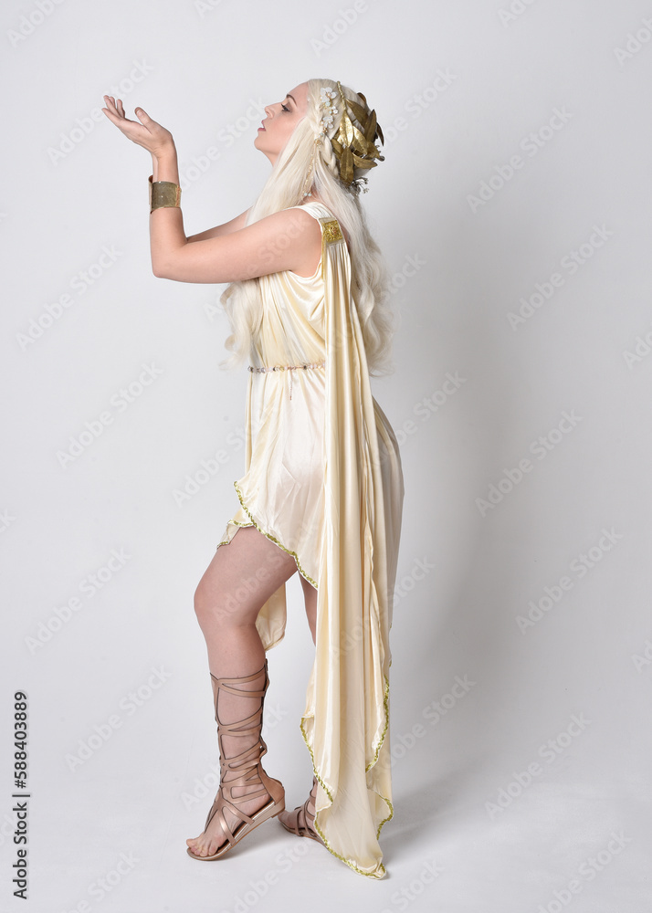 Full length portrait of beautiful blonde woman wearing a fantasy ...