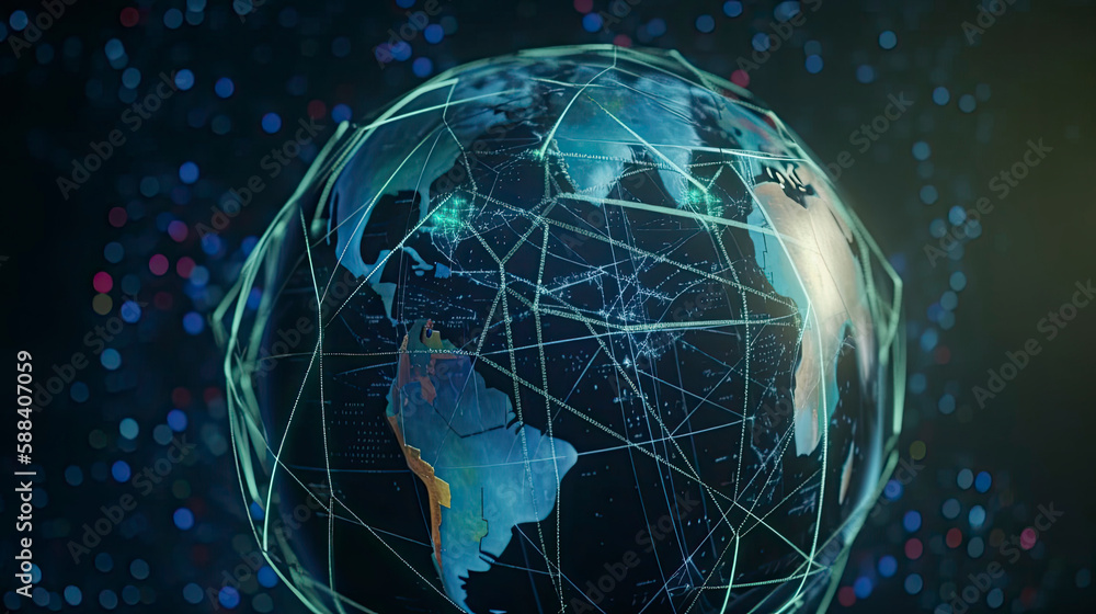 Cyber Security: A Detailed Unreal Render of a Network Globe with Threat ...