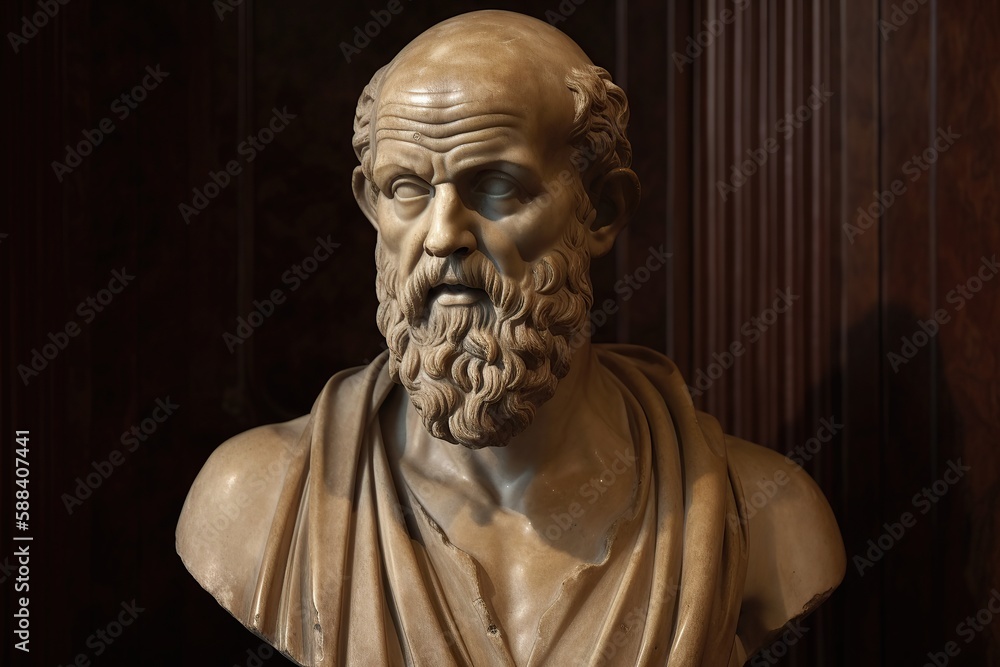 marble bust of the greek physician Hippocrates created by generative AI ...