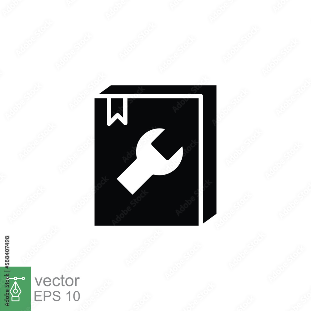 User manual book icon. Instruction, guide book, project technical ...