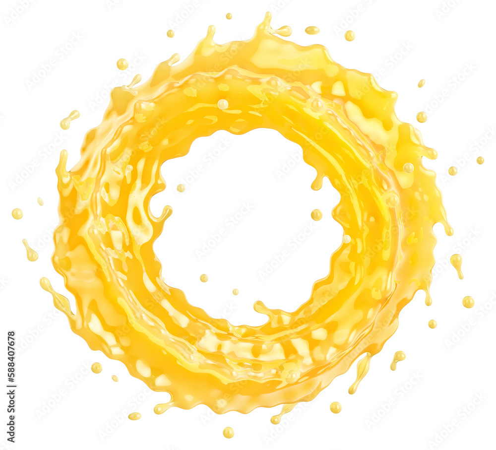 Freshly squeezed orange juice bursts in a vitamin round splash ...