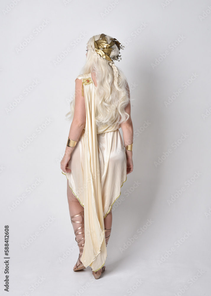 Full length portrait of beautiful blonde woman wearing a fantasy ...
