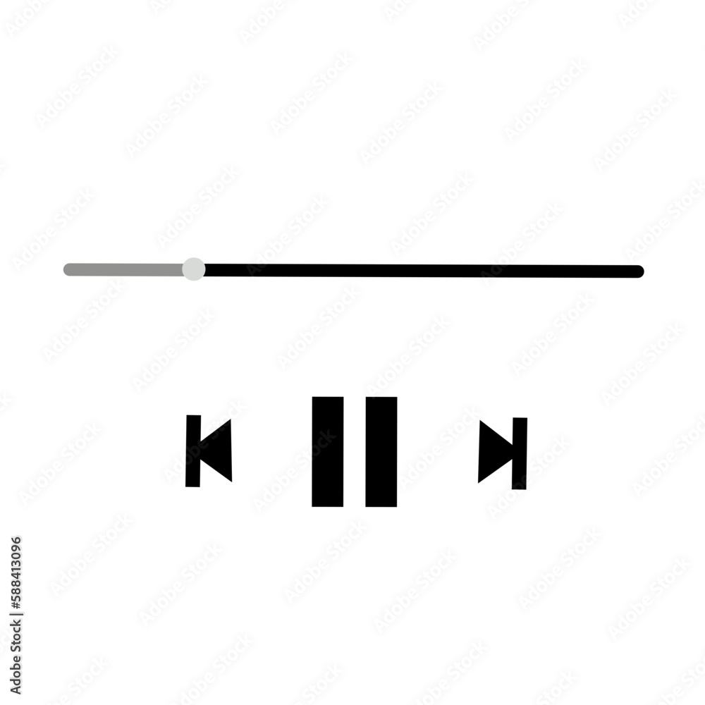 Music player icon. Video or audio player. Time slider with pause ...