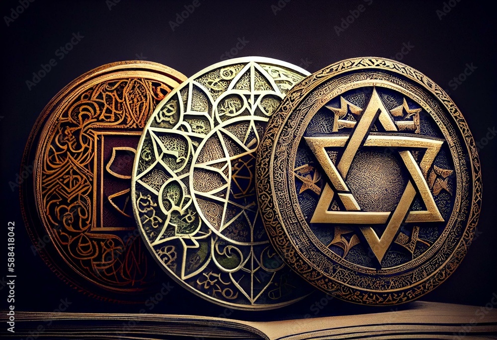 The three monotheistic religions. Christianity, Islam and judaism ...