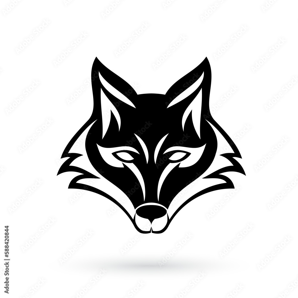 Black and white animal emblem illustrations featuring a fox head symbol ...