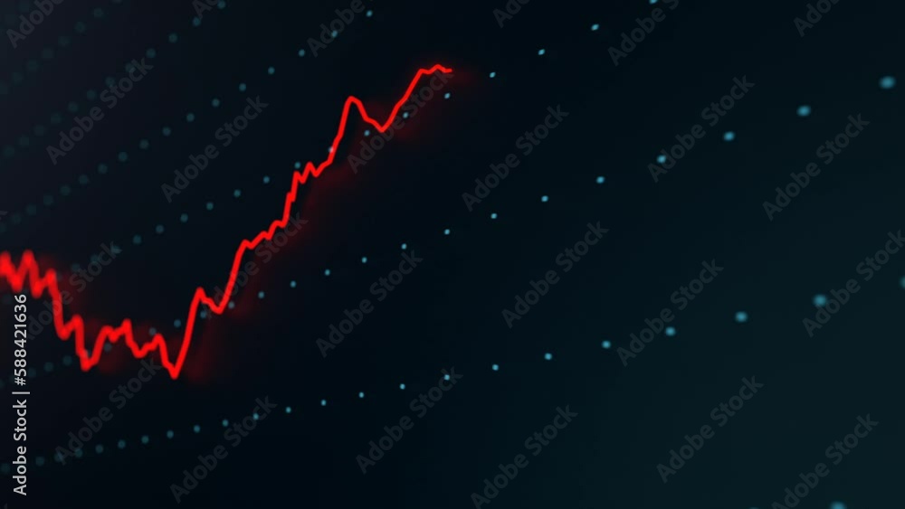 Falling stock market chart. Trading screen, red dropping line, equity ...