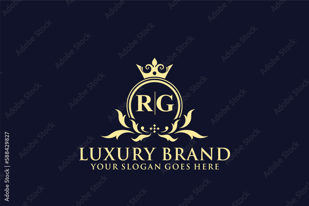 letter Initial RG elegant luxury monogram logo or badge template with ...