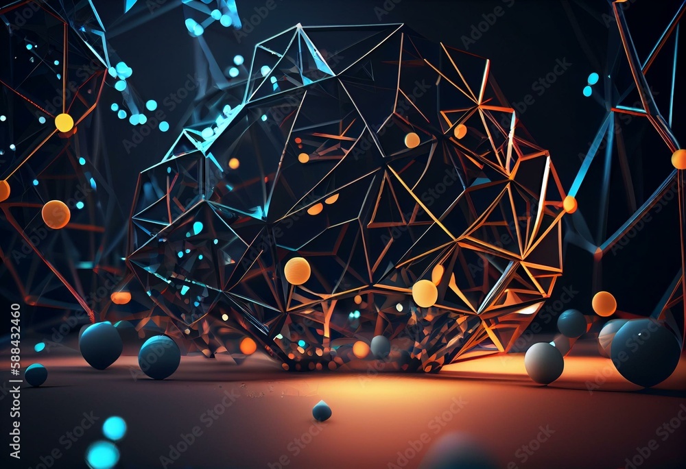 Abstract futuristic low poly technology background, geometry triangles ...