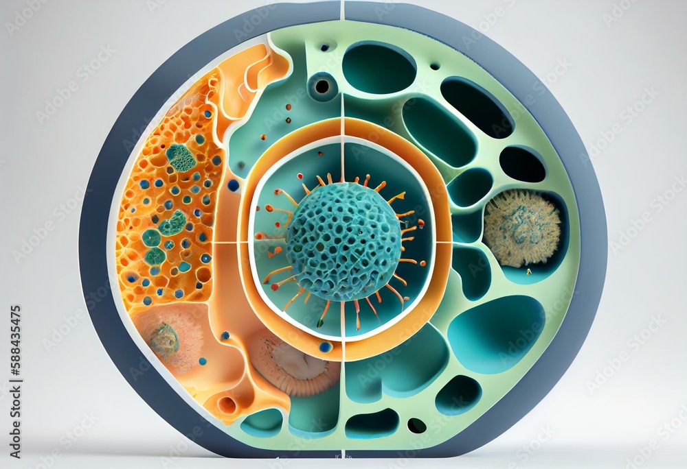Structure of animal cell on white background. illustration, cellular ...