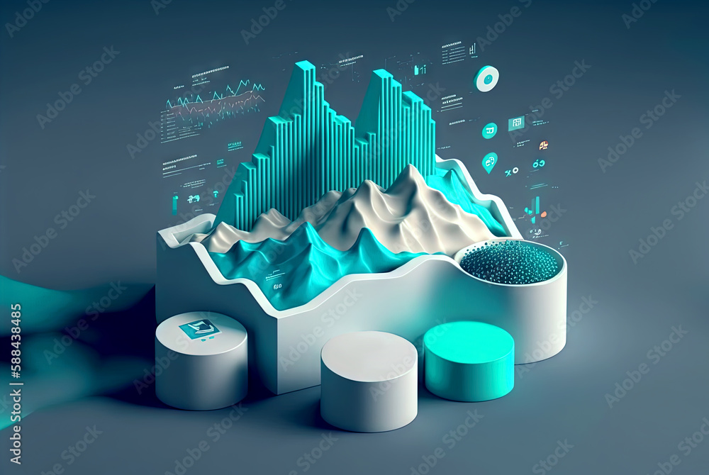 Abstract Data Graph Concept With Data Clusters And Particles Digital Sorting And Management