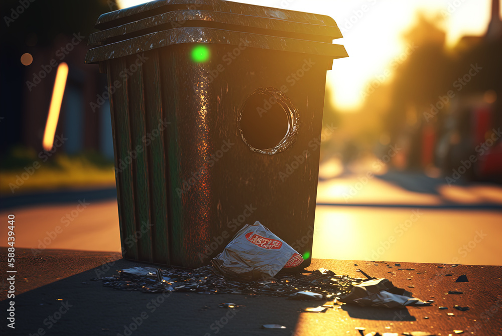 Garbage sorting and ecological problems concept. Colorful trash bin and ...