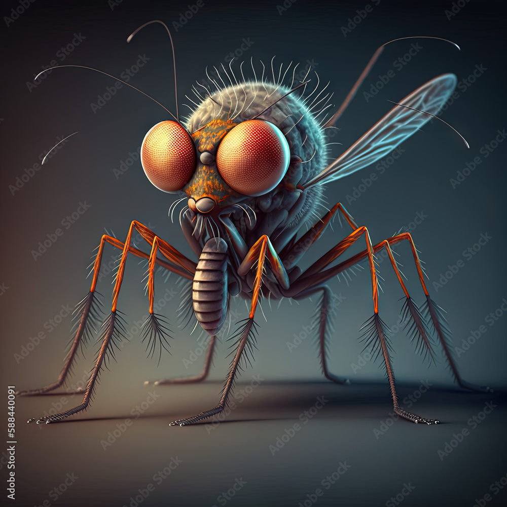 Tiny insect monster. Abstract flying creature or funny bug with cute ...