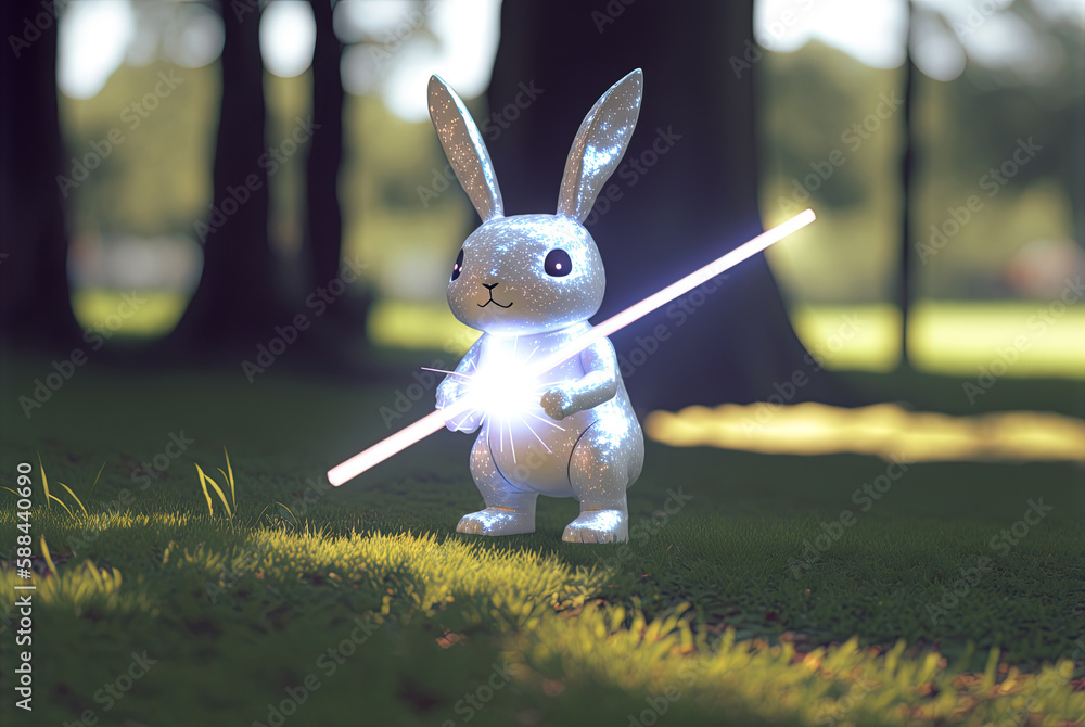 Rabbit samurai in traditional drawing style. Japanese styled art with ...