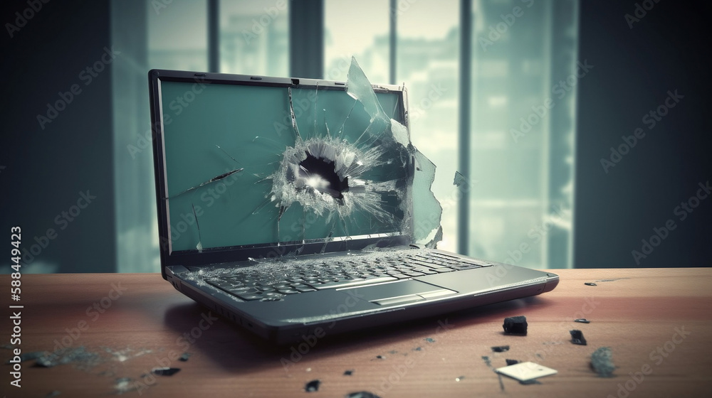 Broken laptop Stock Illustration | Adobe Stock