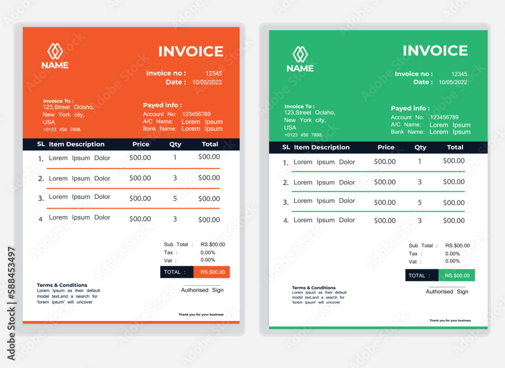 Vetor de Business Minimal Corporate Invoice design template vector ...