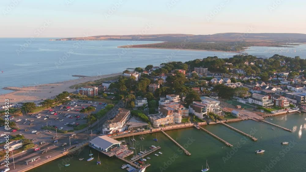 Poole, UK: Aerial view of city in England, seaside resort with famous ...