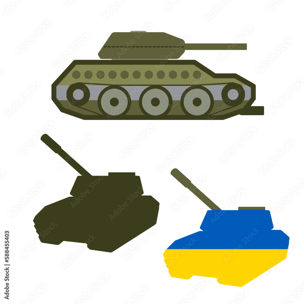 Military battle tank on white background with Ukraine colors Stock ...