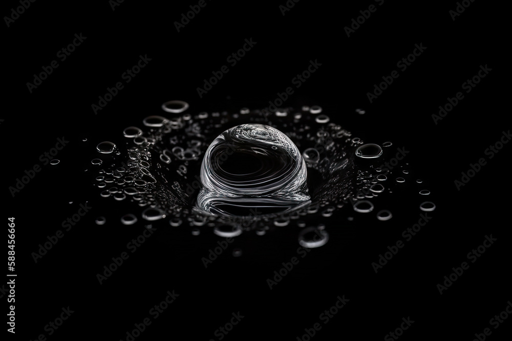 Water drop falling down on surface. Collagen, vitamin or serum drop ...