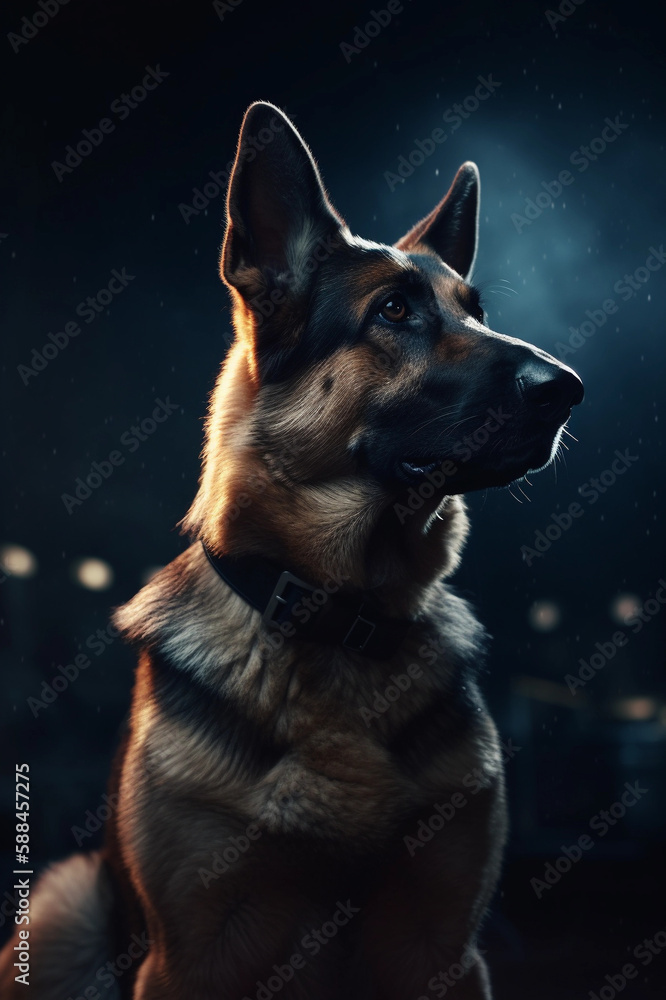 German shepard police dog in Sitting position. High Details. Realism ...