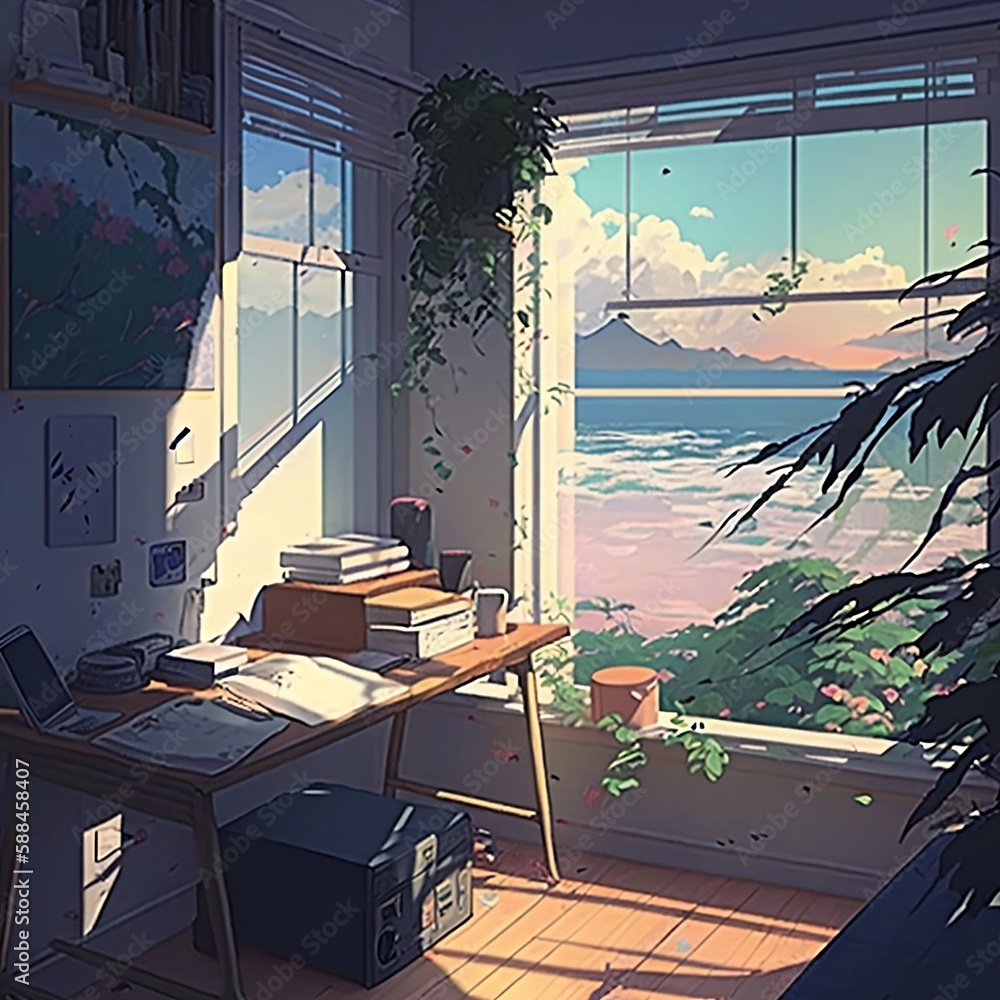 Study Room, Warm Coors, Vibrant, Relaxing, AI-generated. Stock ...