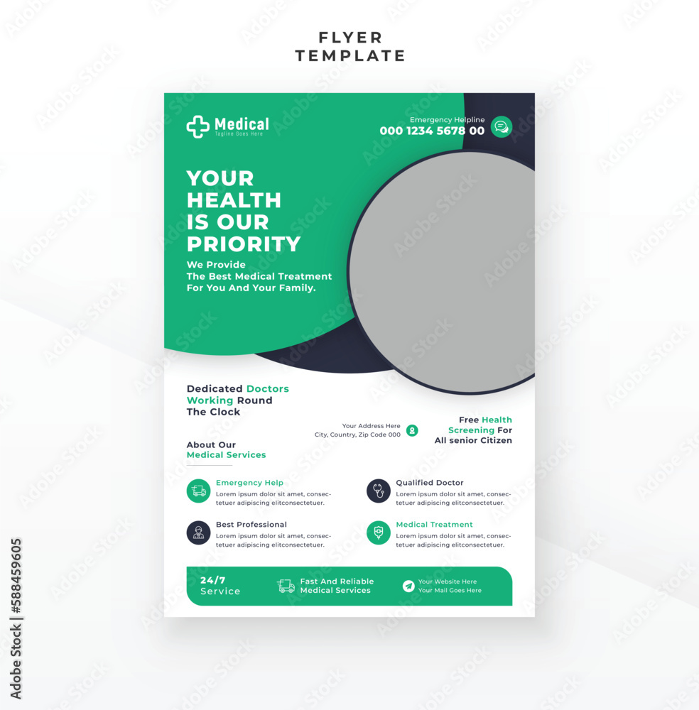 Medical healthcare treatment flyer poster design, medicine brochure ...