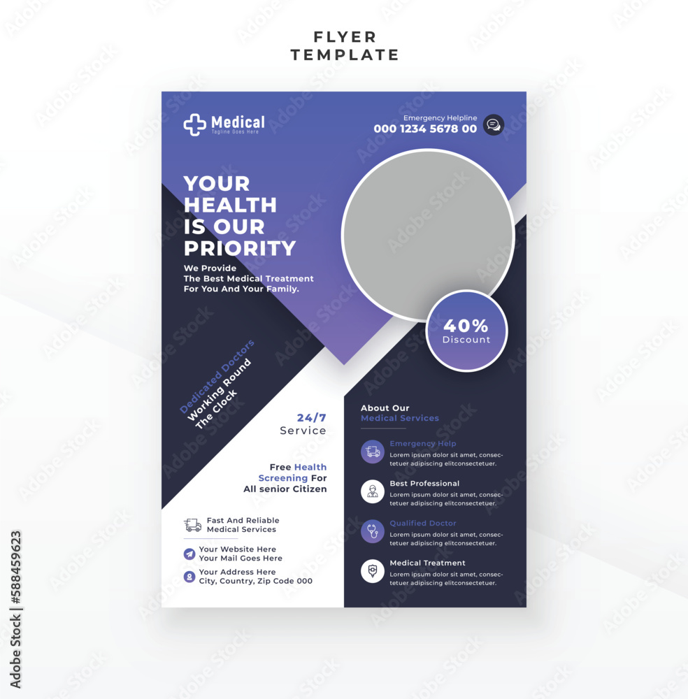 Medical healthcare treatment flyer poster design, medicine brochure ...