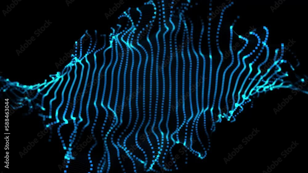 Stockvideon Animated blue wavy particles mesh background, blue dots ...