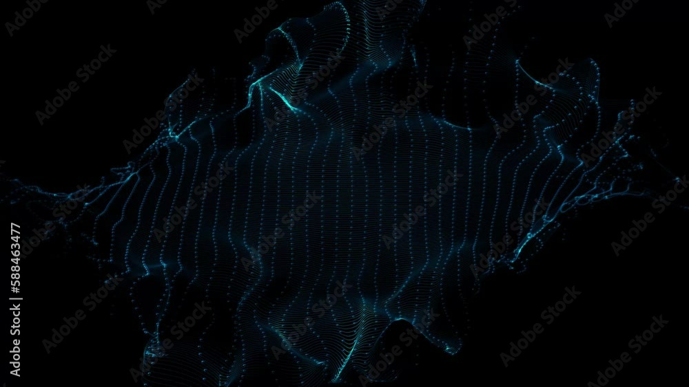 Animated blue wavy particles mesh background, blue dots background ...