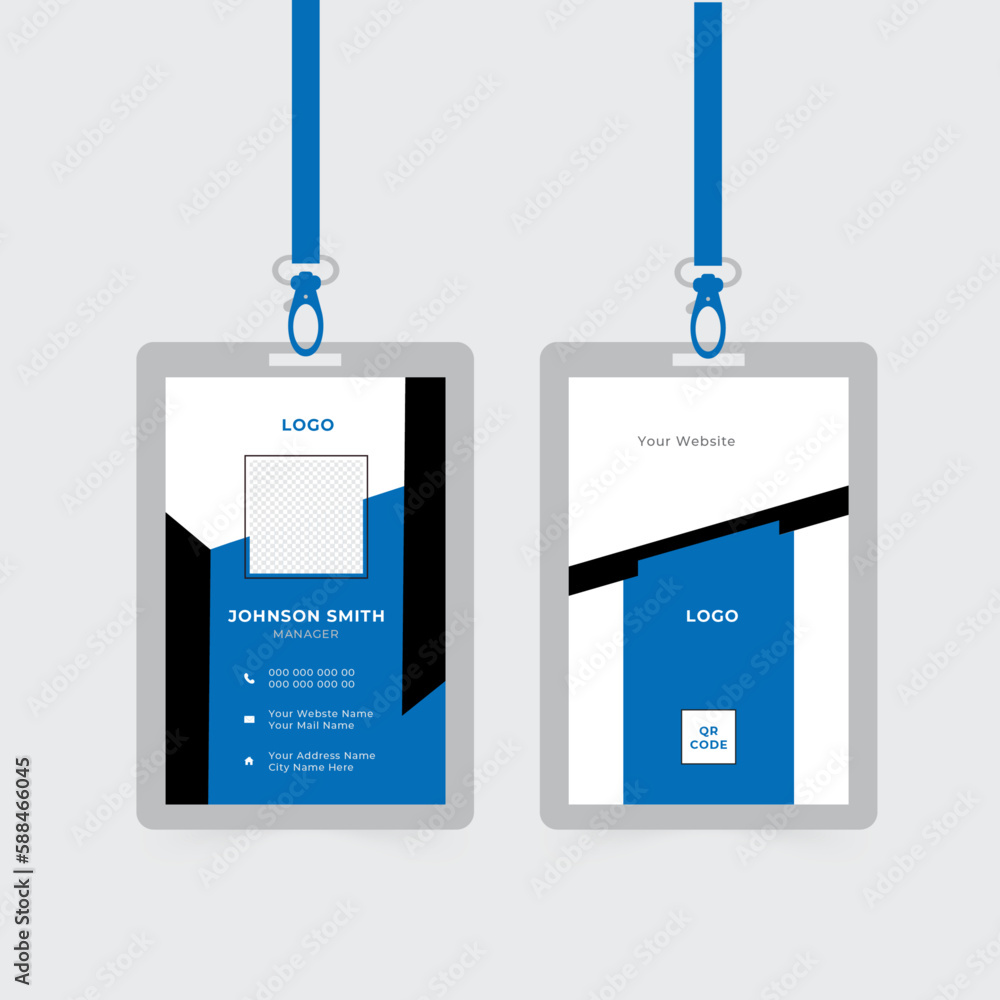 Blue modern new creative Business id card design template.Corporate Id ...