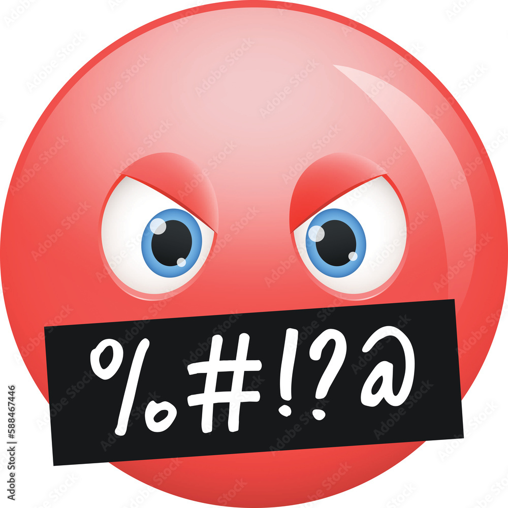ภาพประกอบสต็อก Angry swearing face emoji icon ภาพ | Adobe Stock