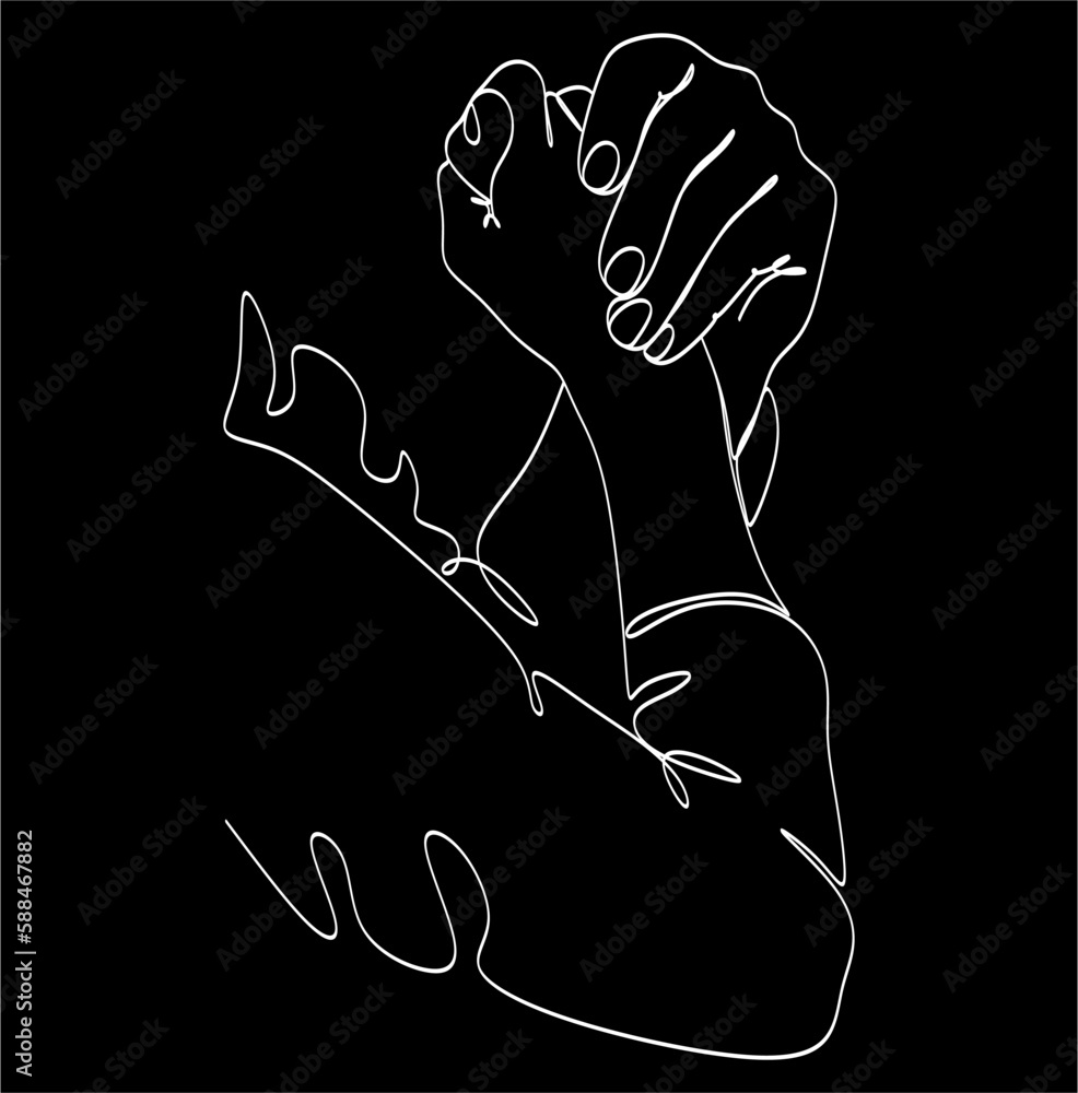 Continuous one line drawing of couple holding hands in romantic ...