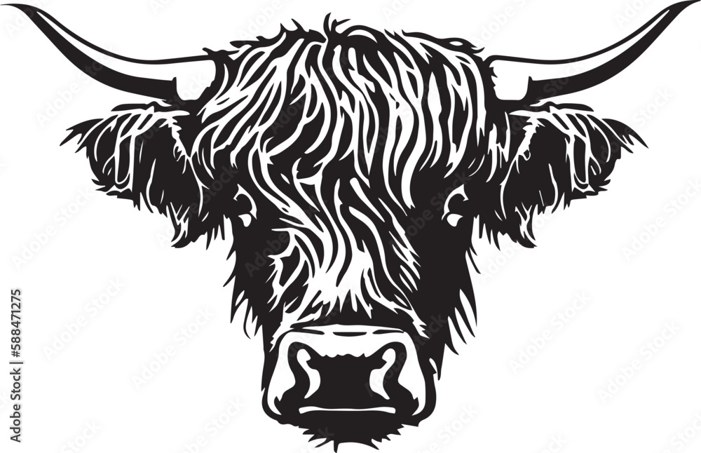 Highland cow, shaggy cow vector Illustration, SVG vector de Stock ...