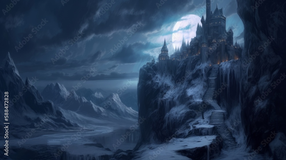 The Frozen Citadel: A Monochromatic Medieval Fantasy Landscape with ... The Frozen Citadel: A Monochromatic Medieval Fantasy Landscape with ...