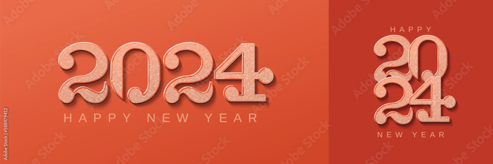 Vetor de 2024 new year with hand drawn typography number concept. 2024 typeface number do Stock ...