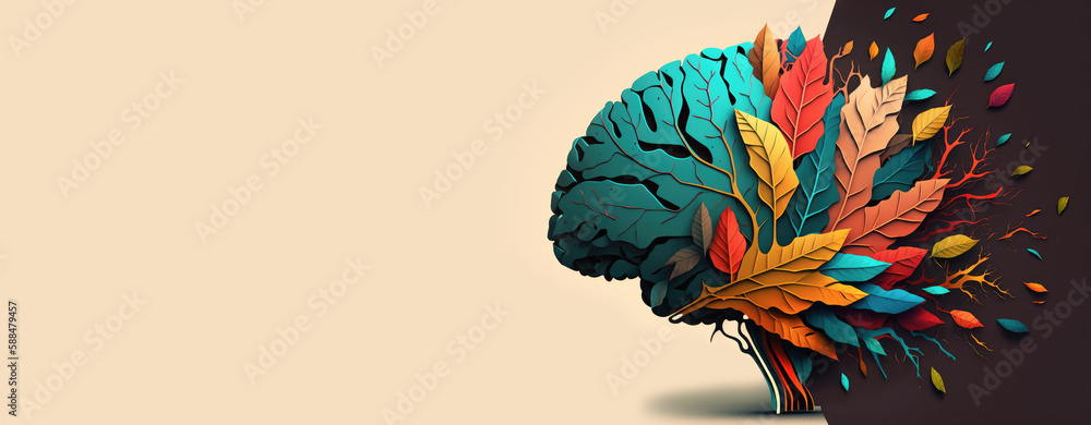 Symbol of memory loss due to dementia, alzheimer. Banner. Illustration ...