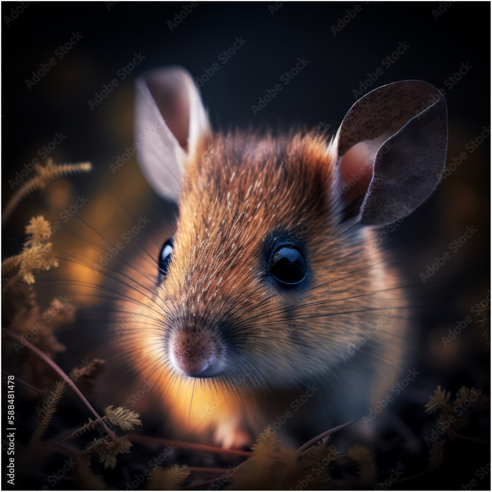 Cartoon Close up Portrait of a Cute Funny Baby Mouse Deer Closeup on a ...